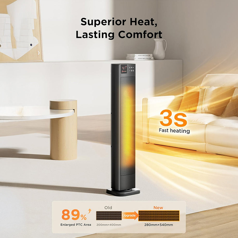 2000W PTC Electric Tower Heater with Remote Control (30-Inch Heat Shie ...