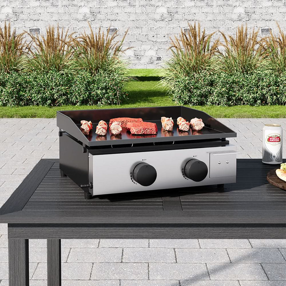 17 Inch Portable Stainless Steel Gas Griddle Outdoor Tabletop Grill, 2 ...