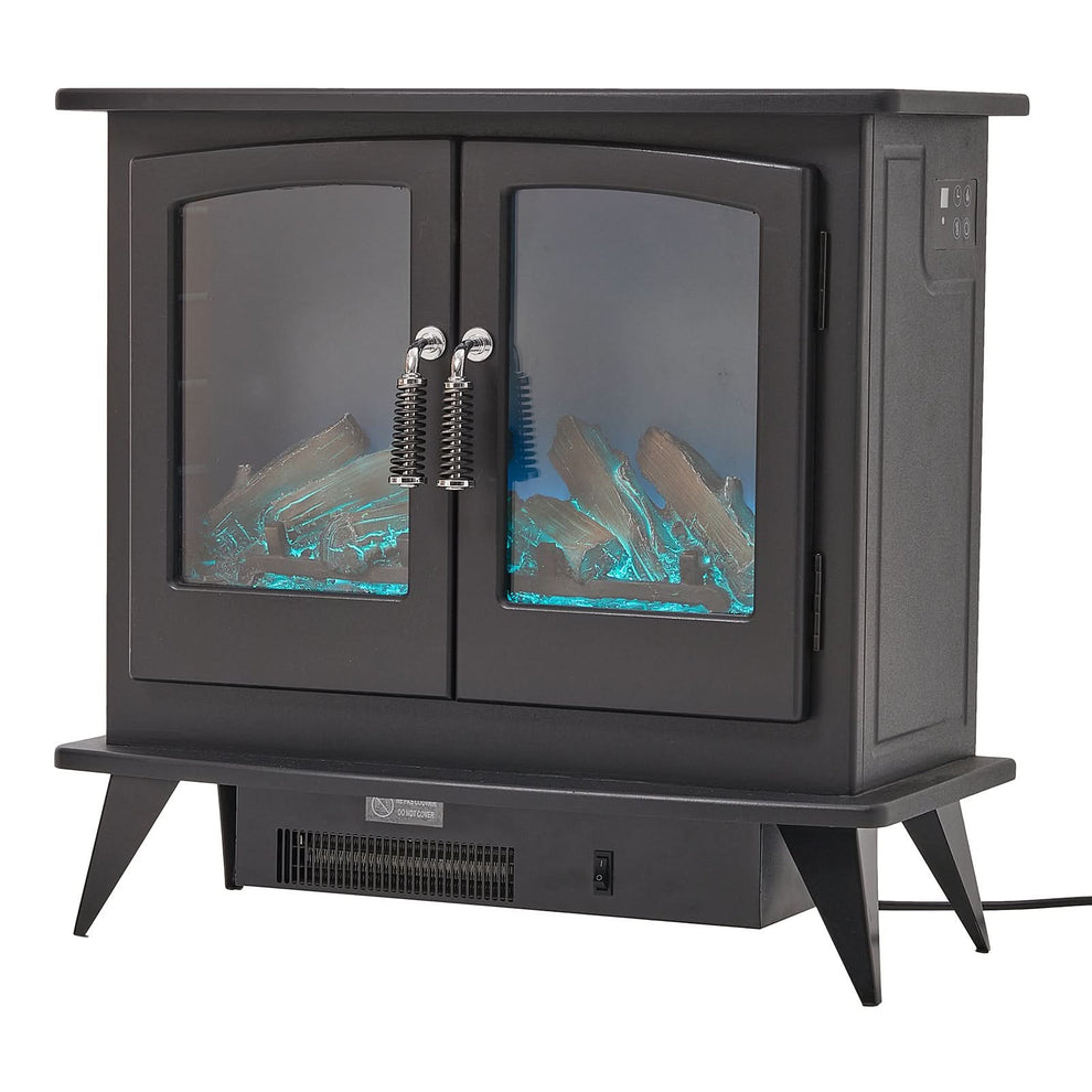 2000W Freestanding Electric Stove Heater LED Flame Log Wood Burner Eff ...