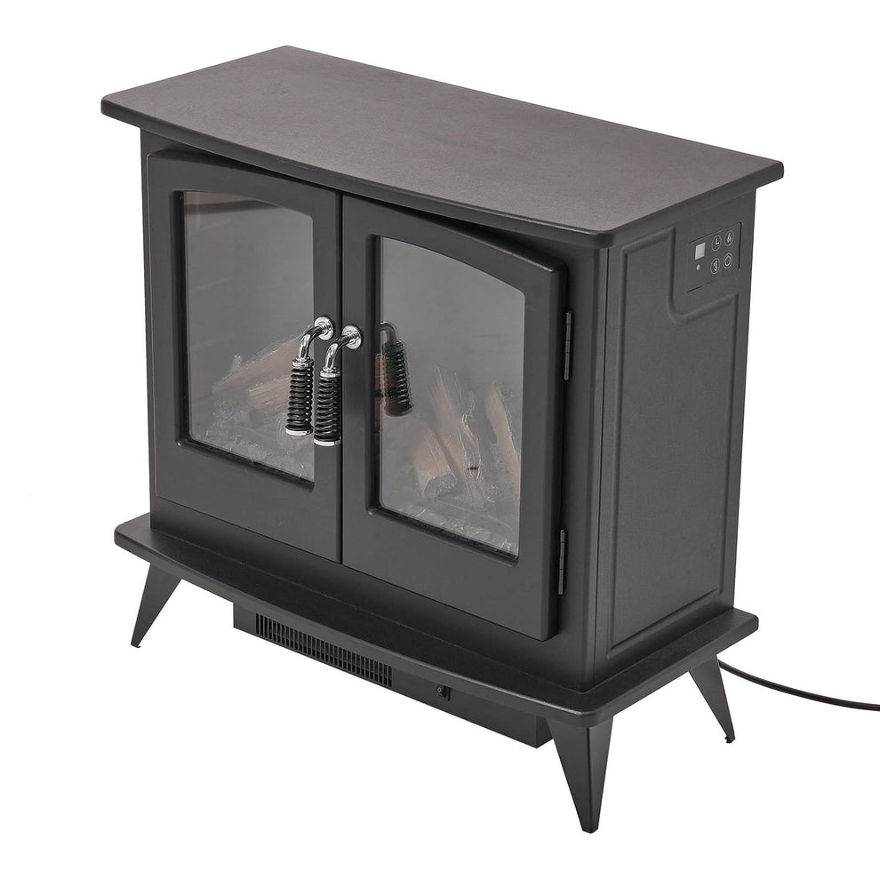 2000W Freestanding Electric Stove Heater LED Flame Log Wood Burner Eff ...